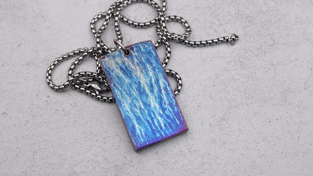 Anodized Titanium Pendant Necklace, Rainbow Flame Finish - Etsy
