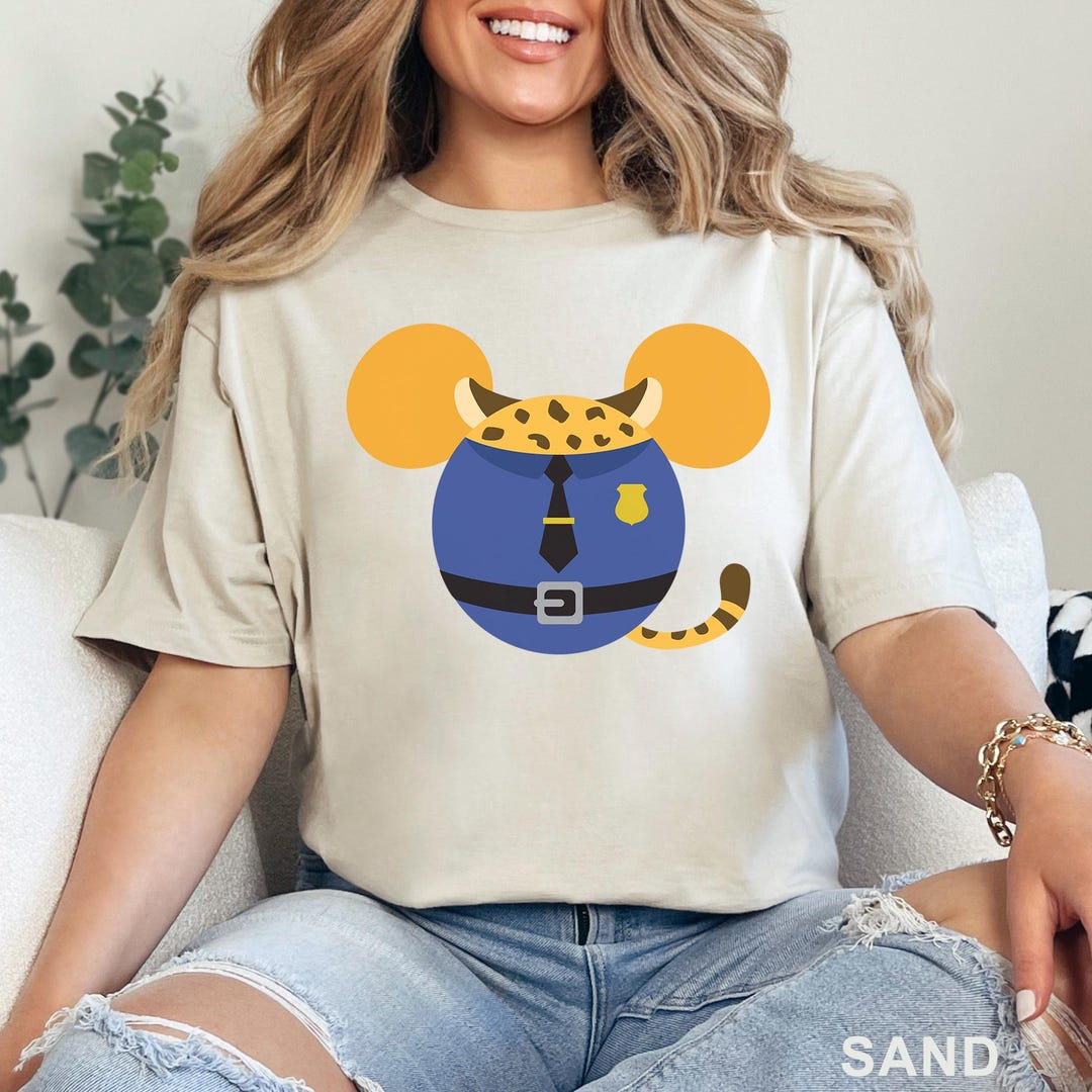 Cute Zootopia Police Officer T-shirt, Leopard Mouse Ears Tee, Funny ...