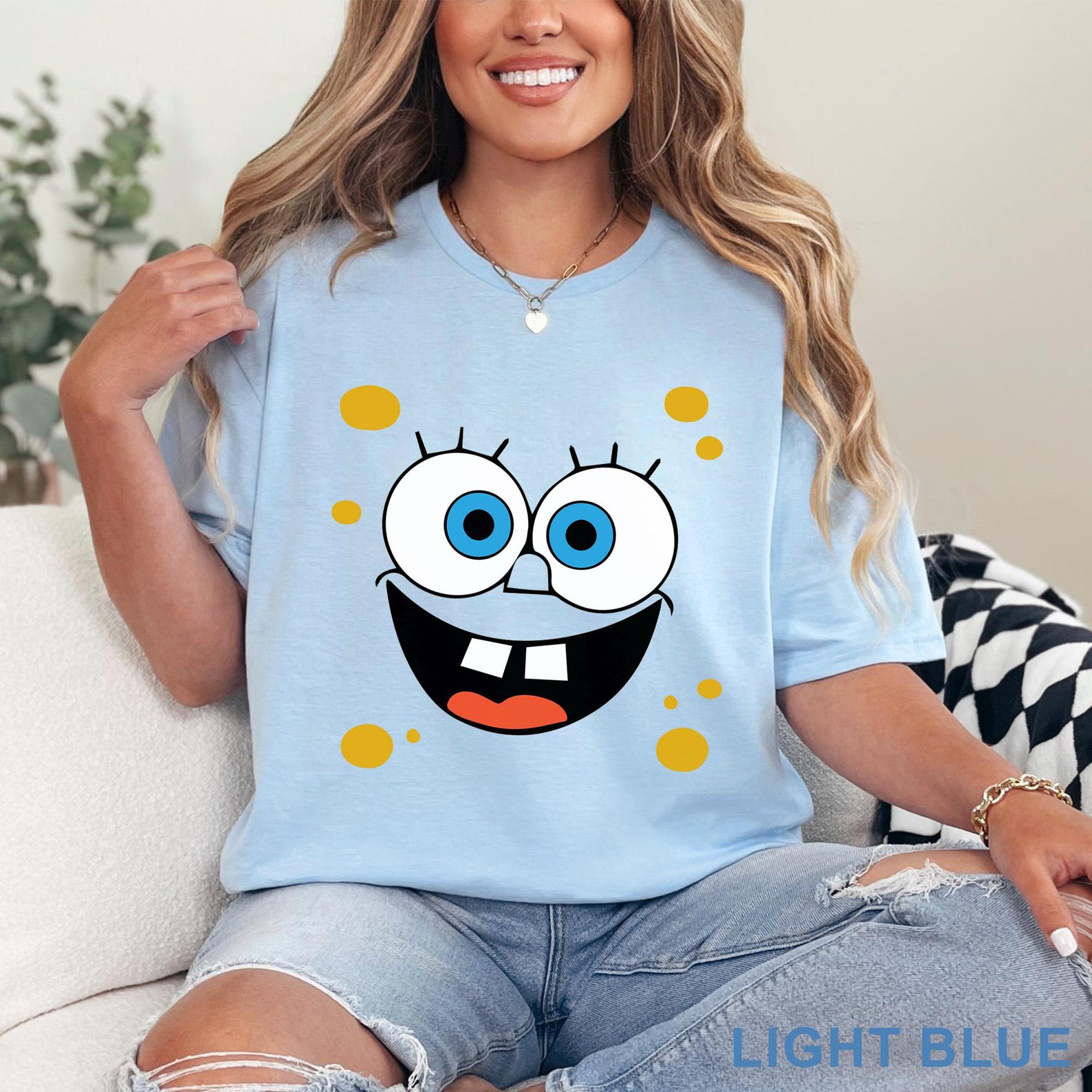 Couple Sponge Shirt, Funny Face Matching T-shirts, Cute Cartoon Tee ...
