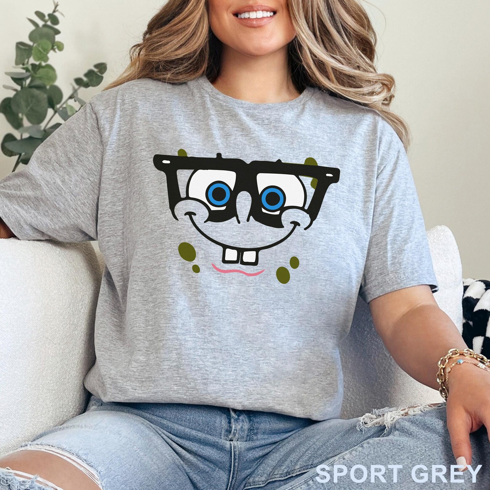 Couple Sponge Shirt, Funny Face Matching T-shirts, Cute Cartoon Tee ...