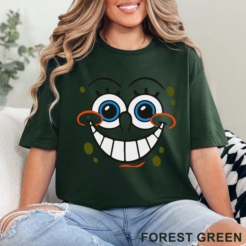 Couple Sponge Shirt, Funny Face Matching T-shirts, Cute Cartoon Tee ...
