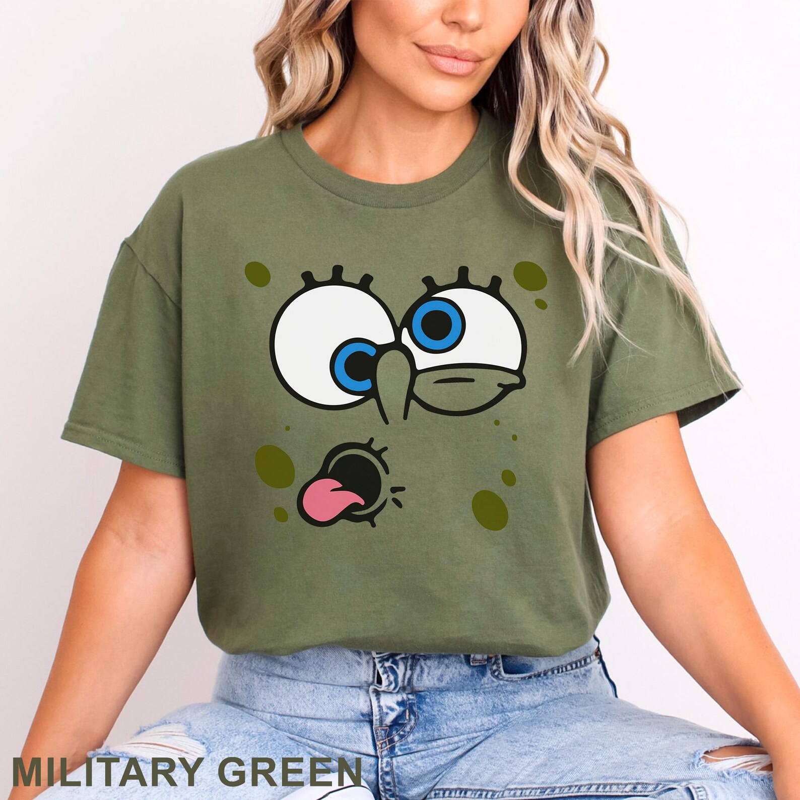 Couple Sponge Shirt, Funny Face Matching T-shirts, Cute Cartoon Tee ...