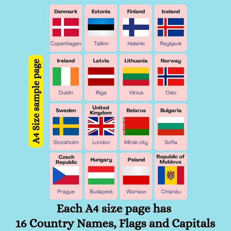 World Flags, Country Names & Capitals (160+) | Flags of the World ...