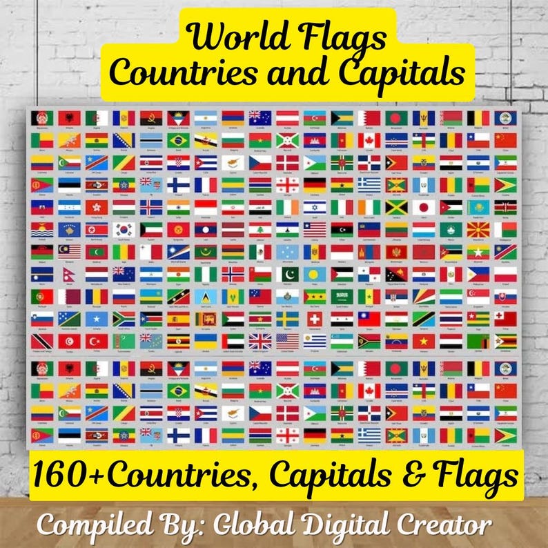 World Flags, Country Names & Capitals (160+) | Flags of the World ...