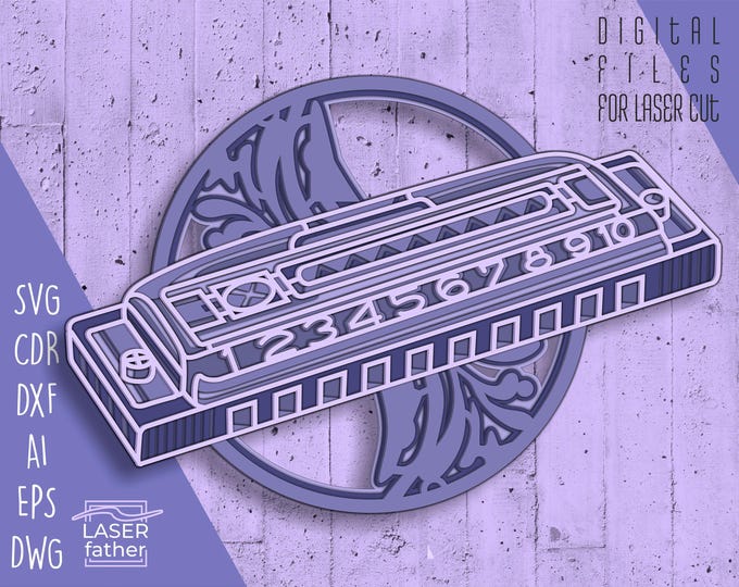 Harmonica 3D Multilayered SVG for Cutting Machines, Laser Ready Files ...