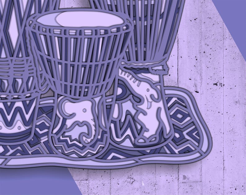 African Drum 3D Multilayered SVG for Cutting Machines, Laser Ready ...