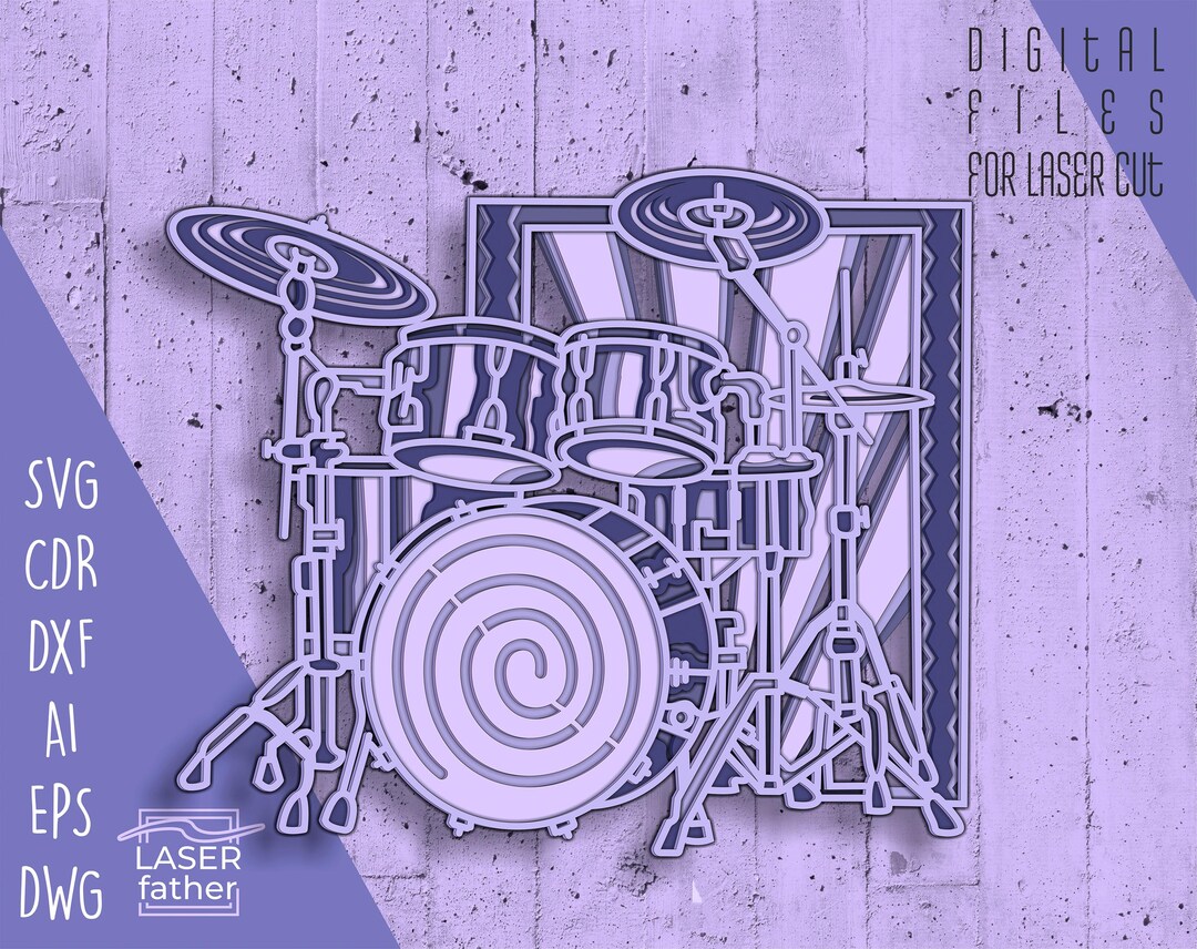 Drum Set 3D Multilayered SVG for Cutting Machines, Laser Ready Files ...