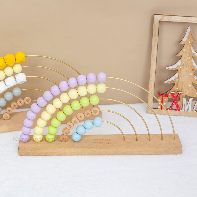 Custom Name Abacus, Wooden Rainbow Abacus, Personalized Rainbow Abacus ...