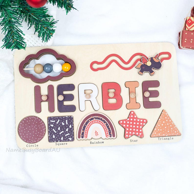 Personalised Name Puzzle With Geometric Shapes,baby Busy Board,baby ...