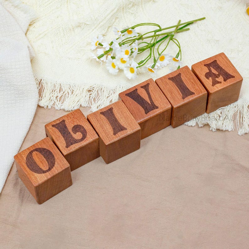 Custom Alphabet Blocks, Wooden Alphabet Blocks, Personalized Solid Wood ...