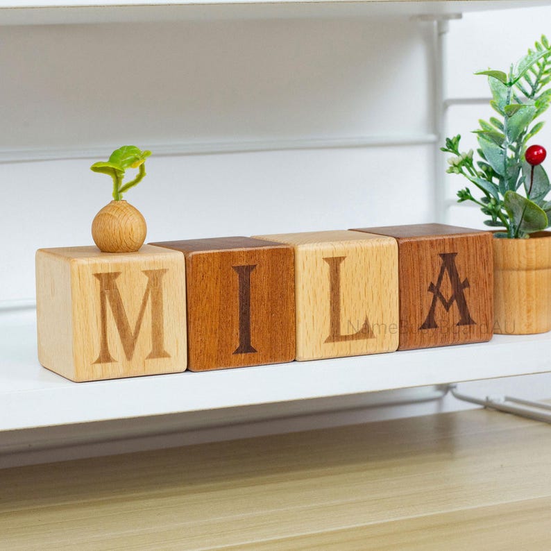 Custom Alphabet Blocks, Wooden Alphabet Blocks, Personalized Solid Wood ...