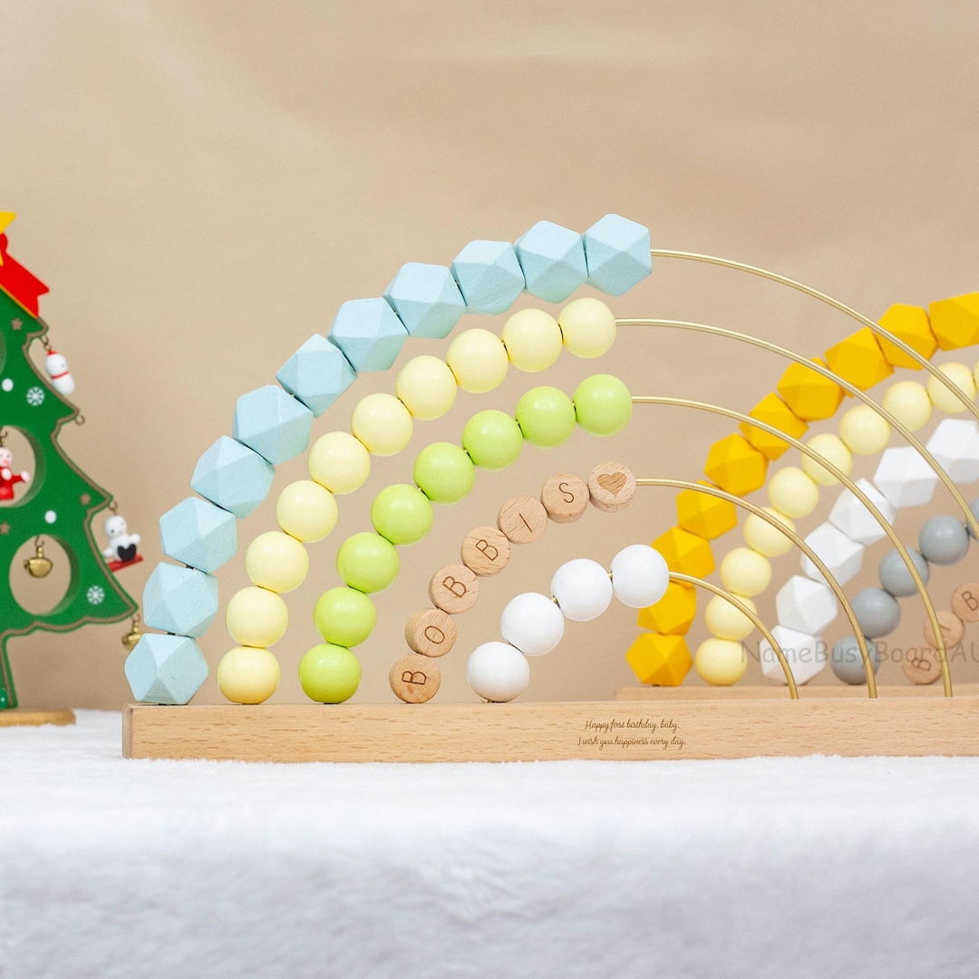 Personalized Wooden Rainbow Abacus, Customized Wooden Name Abacus ...