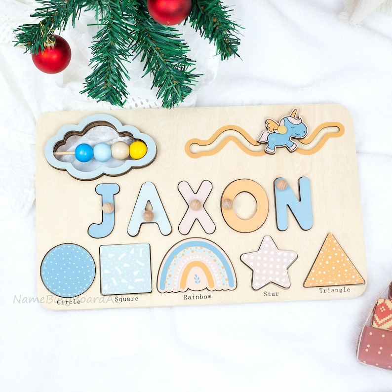 Personalised Name Puzzle With Geometric Shapes,baby Busy Board,baby ...