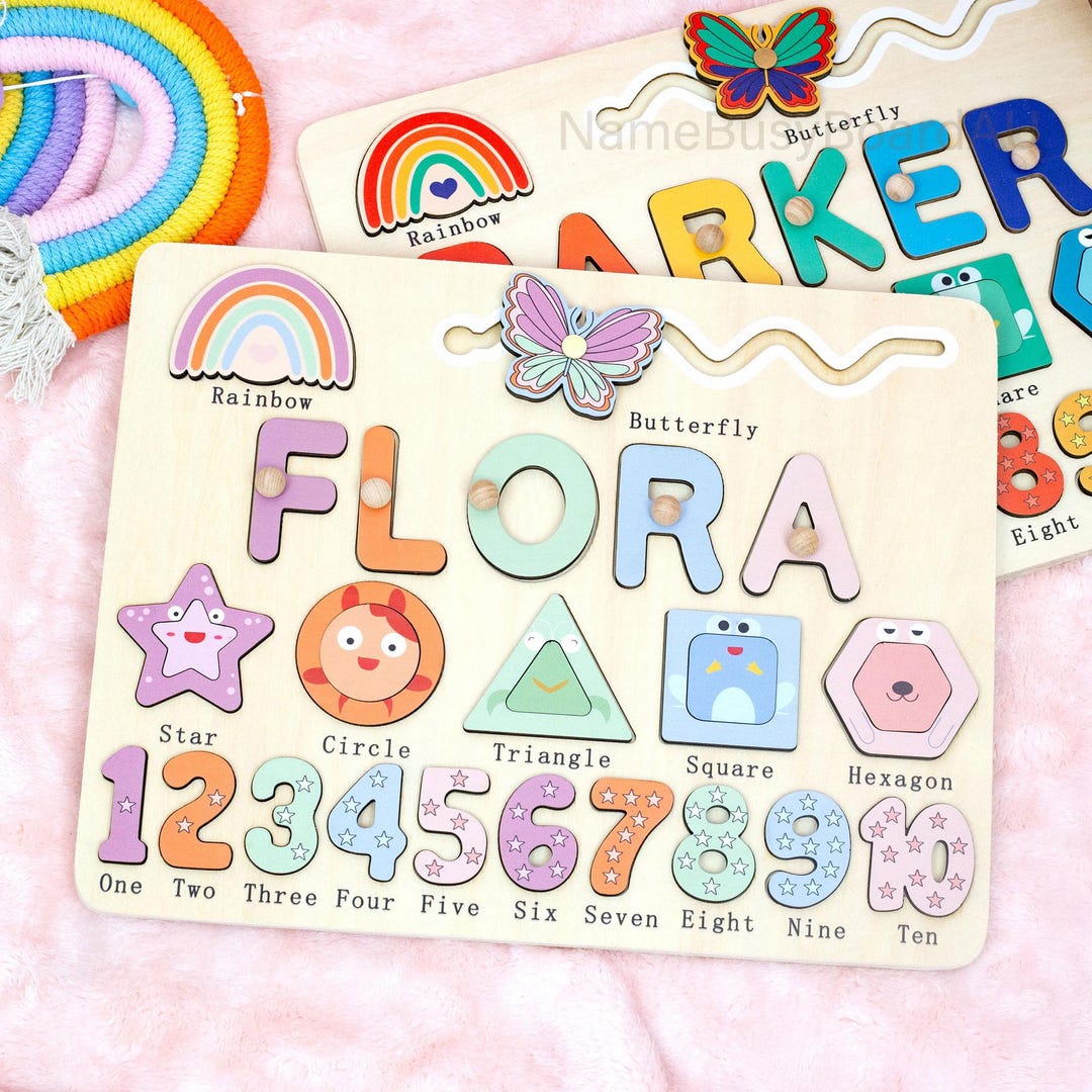 Customized Name Puzzles, Name Puzzles With Animals and Numbers, Name ...