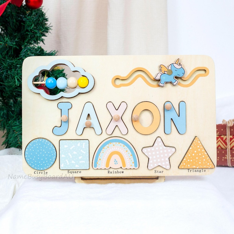 Personalised Name Puzzle With Geometric Shapes,baby Busy Board,baby ...