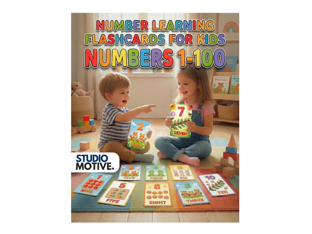 Number Learning Flashcards 1-100 Printable, Colorful Counting Cards for ...