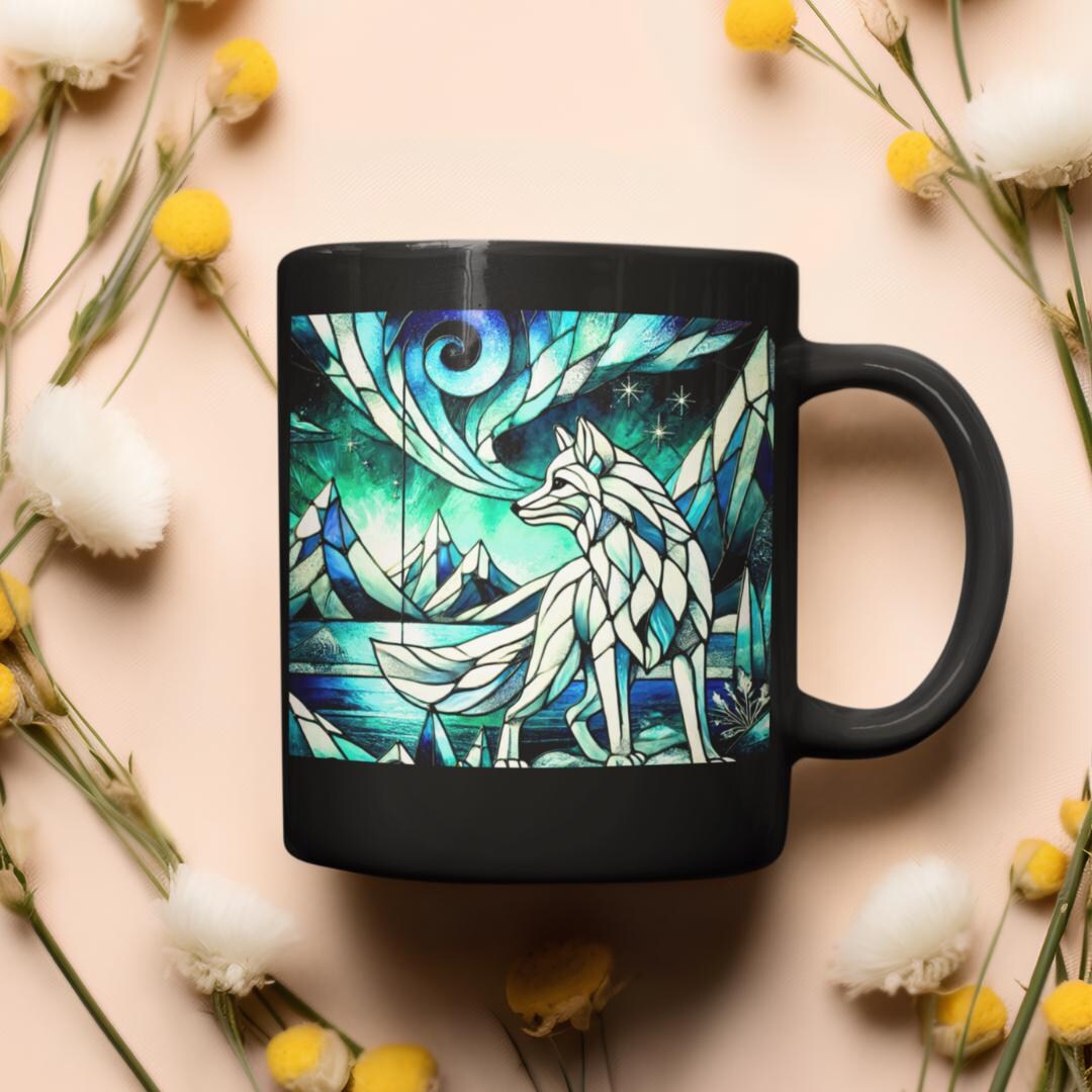 Stained Glass Arctic Fox Mug, Breathtaking Coffee Mugs, Durable ...