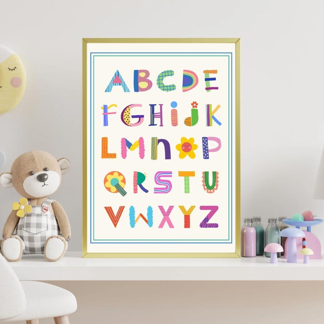 Boho ABC Nursery Print | Colorful Alphabet Kids Wall Art (digital ...