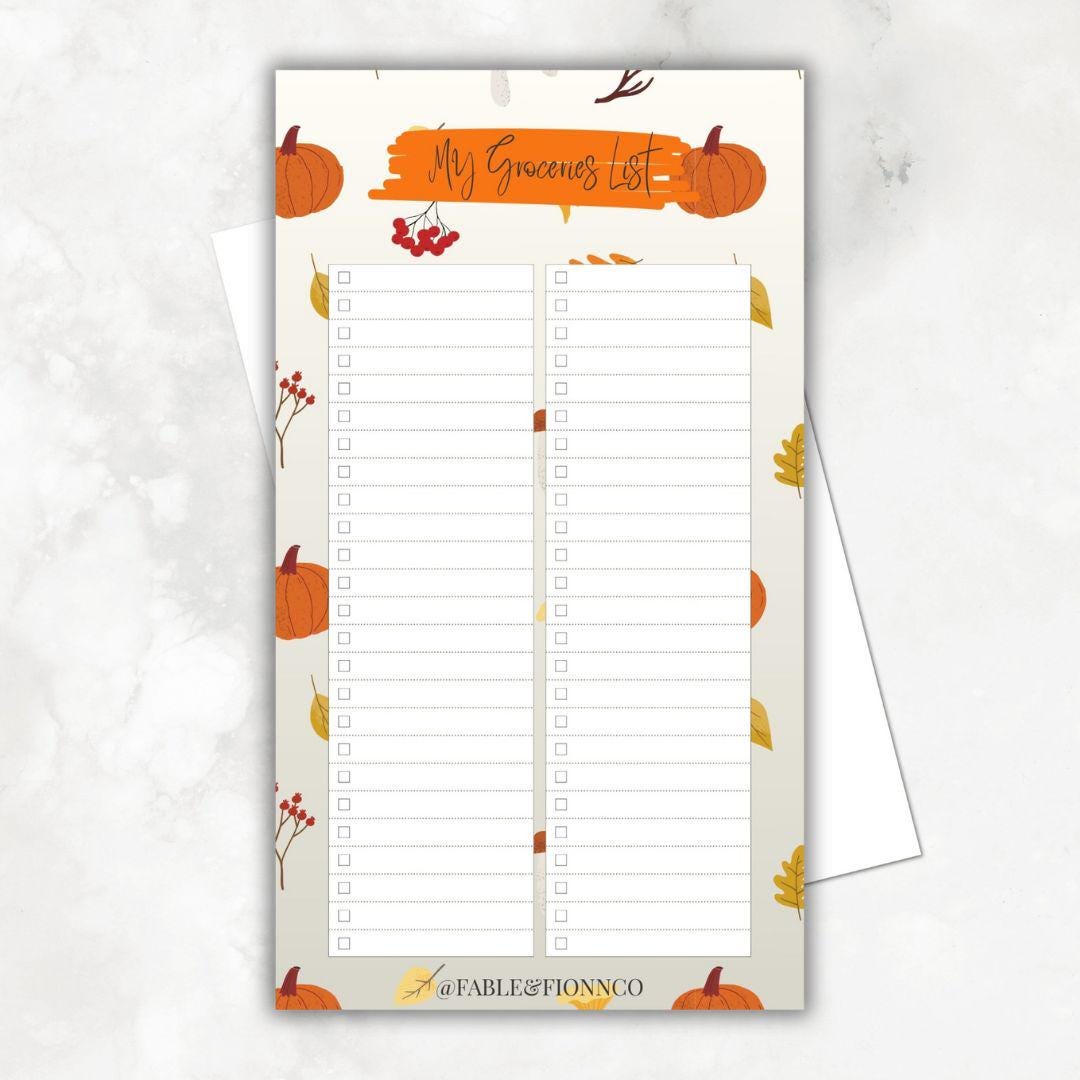 Autumn Grocery List Printable | Cozy Fall Shopping Checklist | Seasonal ...
