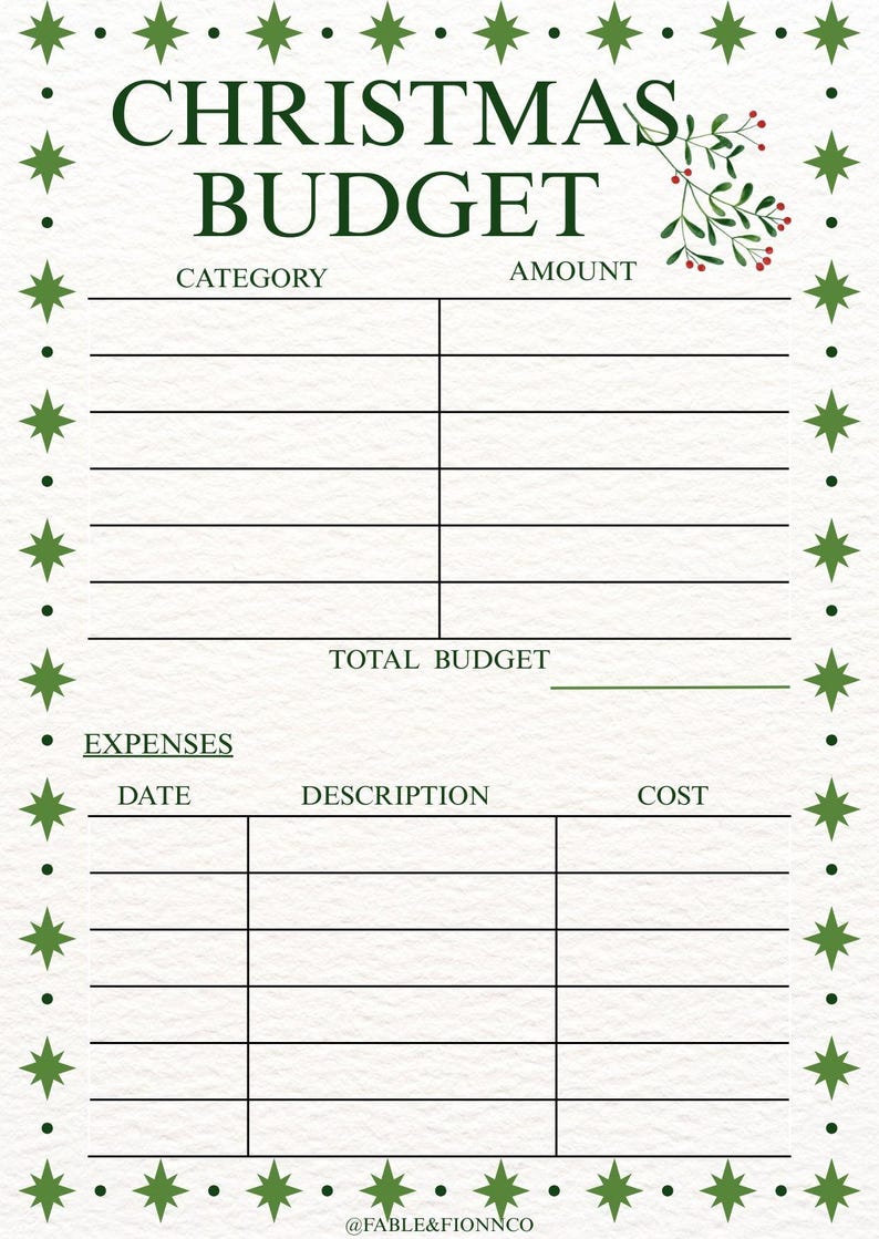 Christmas Budget Planner Printable | Holiday Expense Tracker & Sheet ...