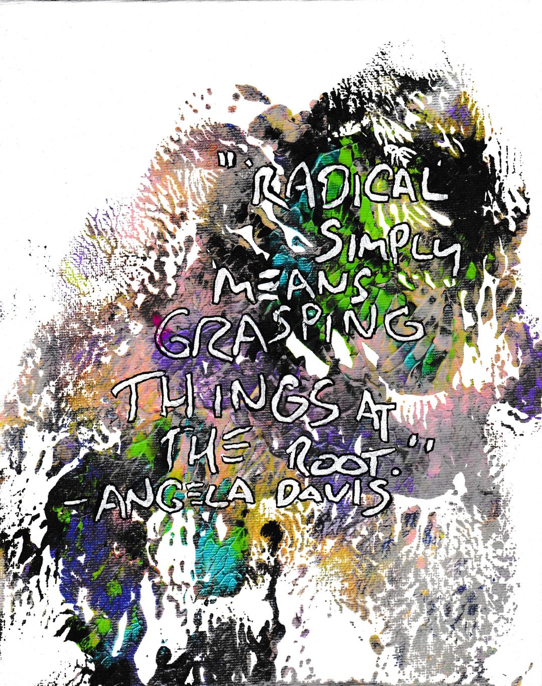 Acrylic Press Painting Featuring Angela Davis Quote - Etsy