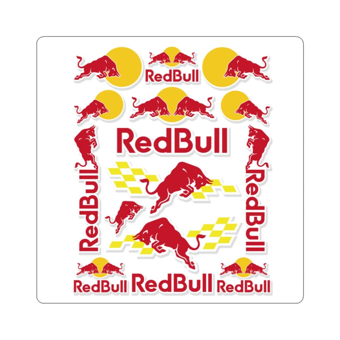 Red Bull Self Cut Logo Collage Kiss-cut Stickers - Etsy