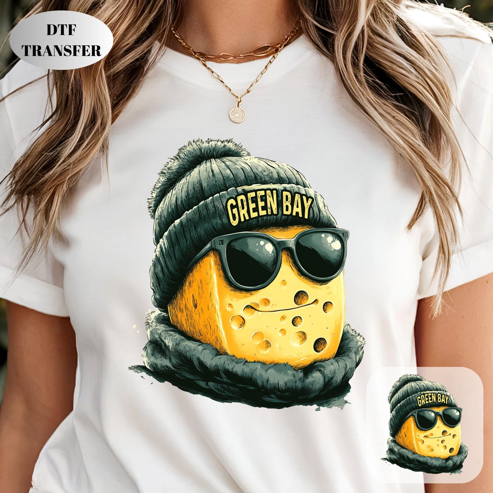 Green Bay Cheesehead Dtf Transfer, Football Mascot Ready to Press ...