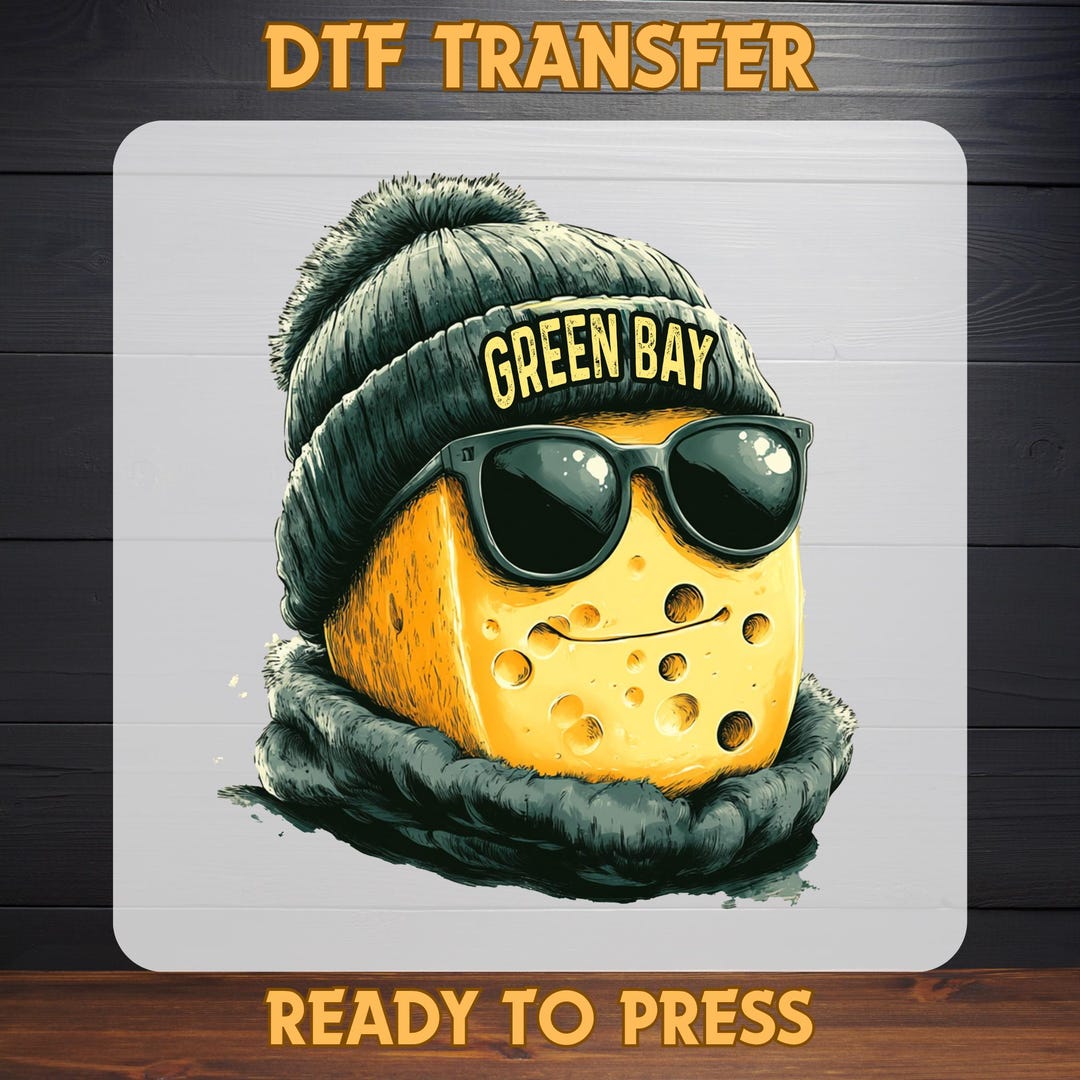 Green Bay Cheesehead Dtf Transfer, Football Mascot Ready to Press ...