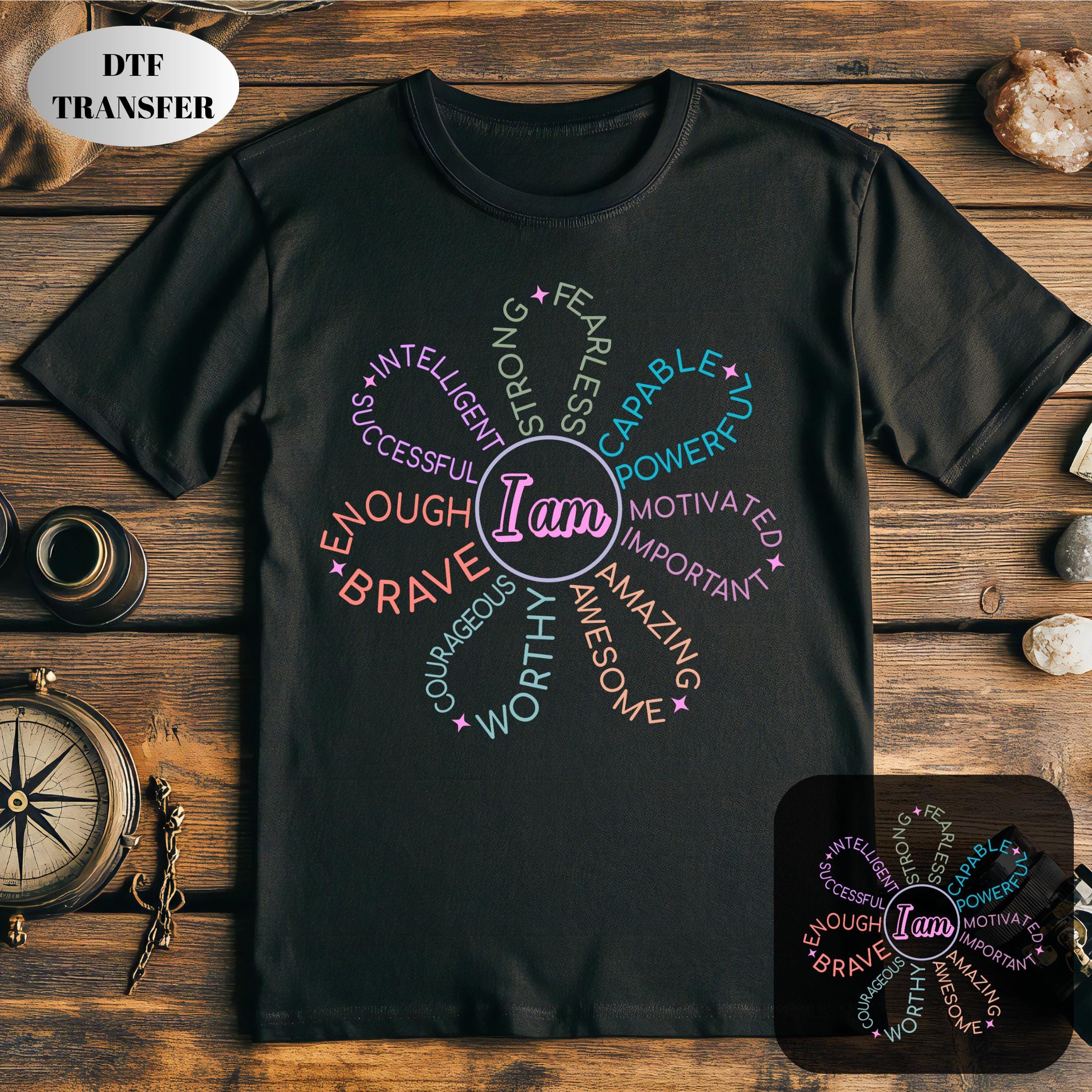 I Am Affirmation Words Dtf Transfer, Inspirational Ready to Press ...