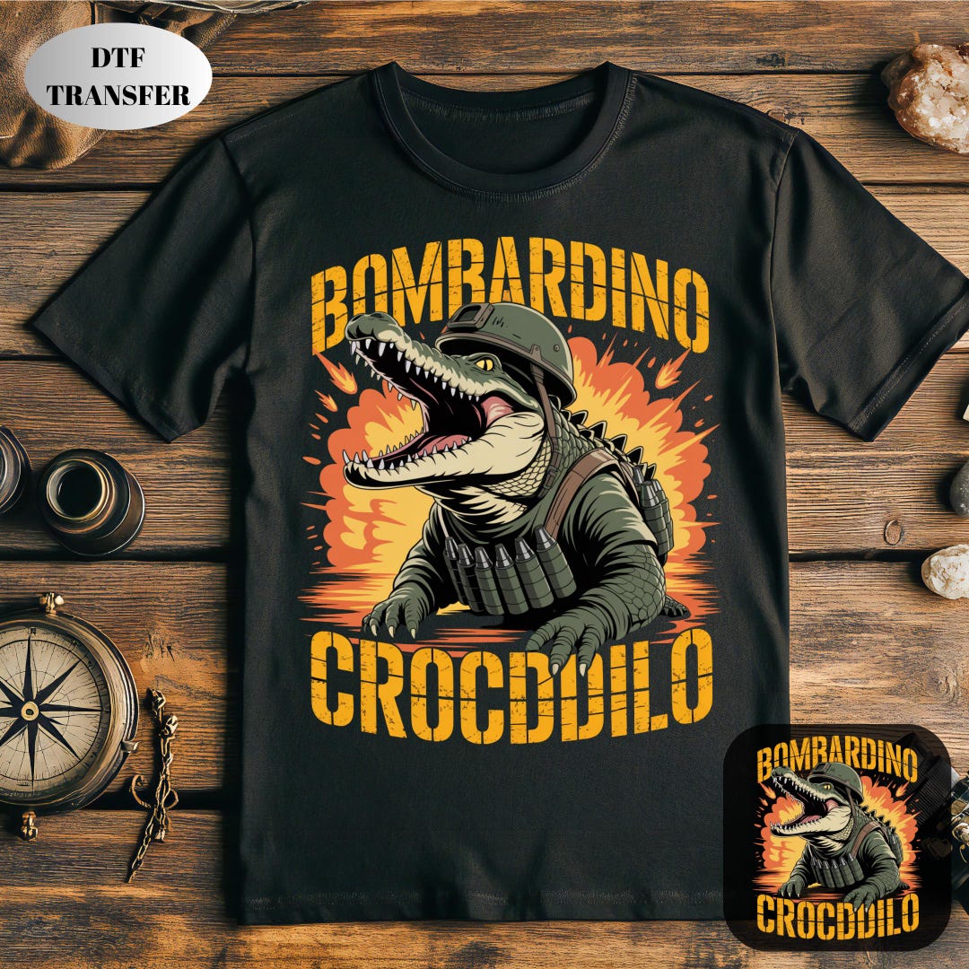 Bombardino Crocodilo Dtf Transfer, Italian Brainrot Meme Ready to Press ...