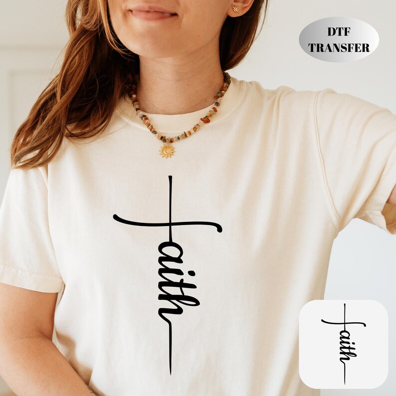 Faith Cross DTF Transfer, Faith Ready for Press, Christian Gift Heat ...