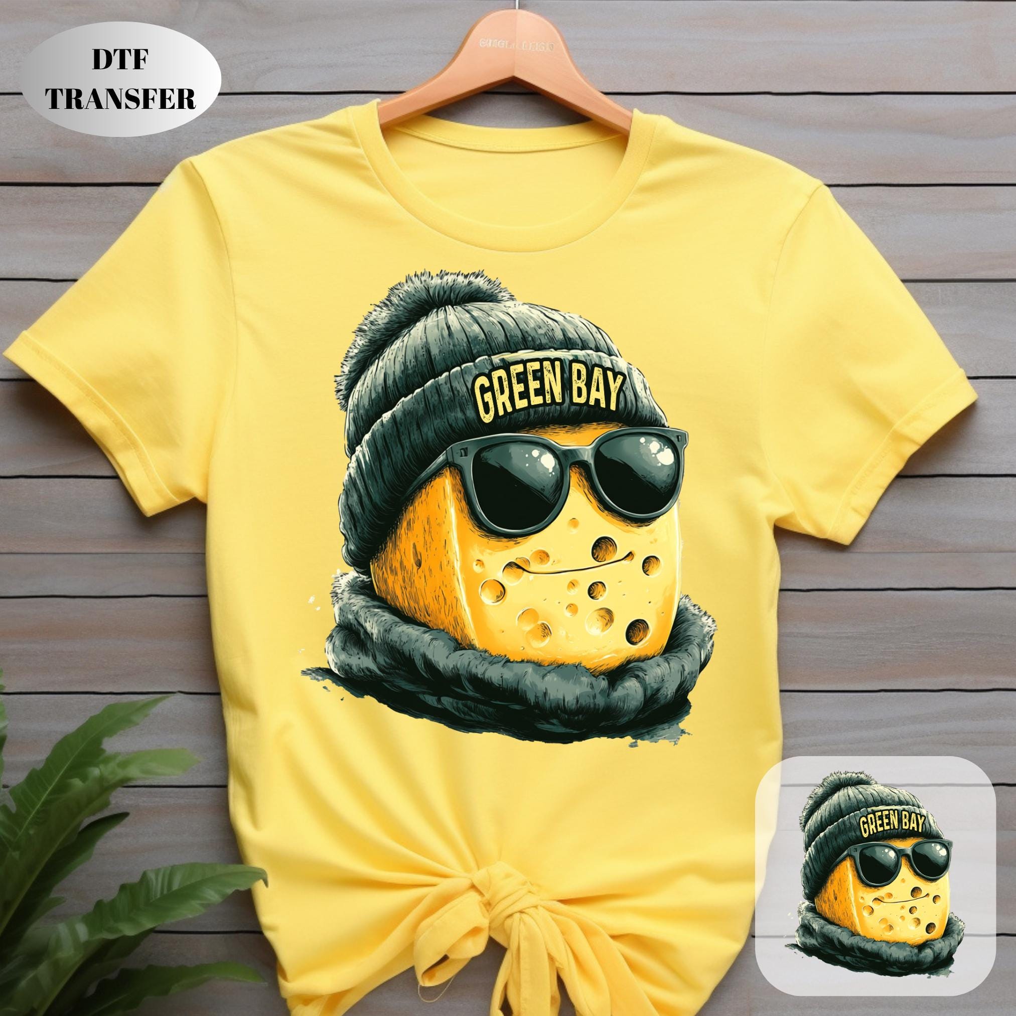 Green Bay Cheesehead Dtf Transfer, Football Mascot Ready to Press ...