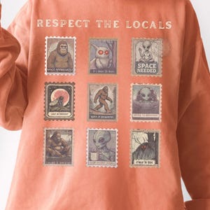 Cryptid Stamps Sweatshirt: Mothman & Bigfoot Folklore Comfort Colors ...