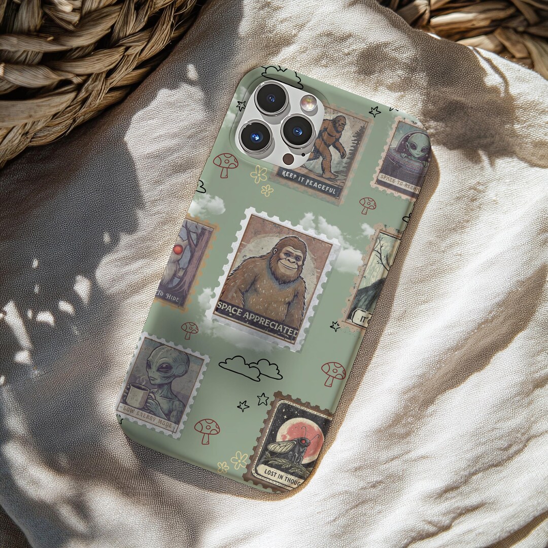 Cottagecore Cryptid Stamps Phone Case: Folk Horror Protective Phone ...