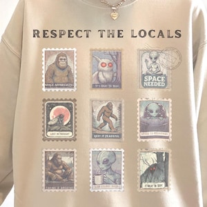 Cryptid Stamps Sweatshirt: Mothman & Bigfoot Folklore Comfort Colors ...