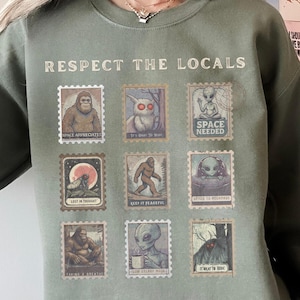 Cryptid Stamps Sweatshirt: Mothman & Bigfoot Folklore Comfort Colors ...