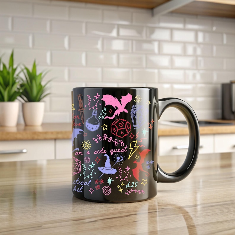 Whimsical Dnd Fantasy Dragon Ceramic Coffee Mug: Cute Coffee Cup D20 ...