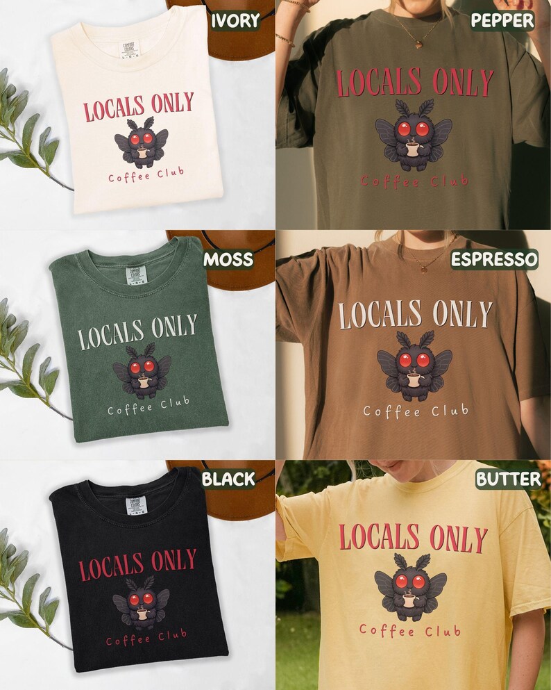 Mothman Coffee Club Shirt: Cozy Cryptid Comfort Colors Tee, Spooky Cute ...