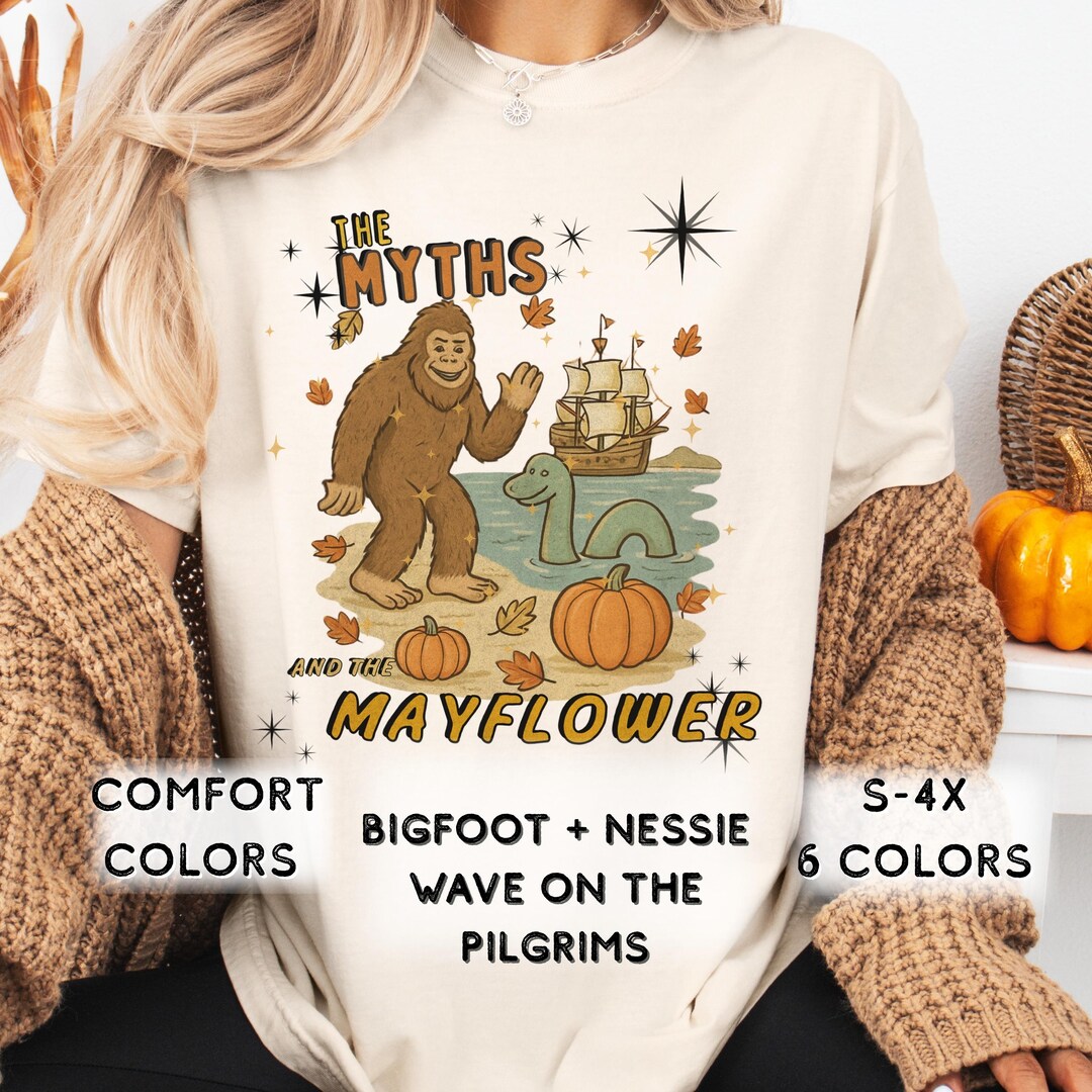 Bigfoot & Cryptid Friendsgiving Comfort Colors Tee | Retro Cryptid T ...