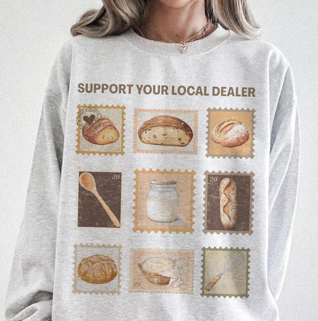 Sourdough Stamps Sweatshirt: Vintage Bread Baking Crewneck, Cozy ...