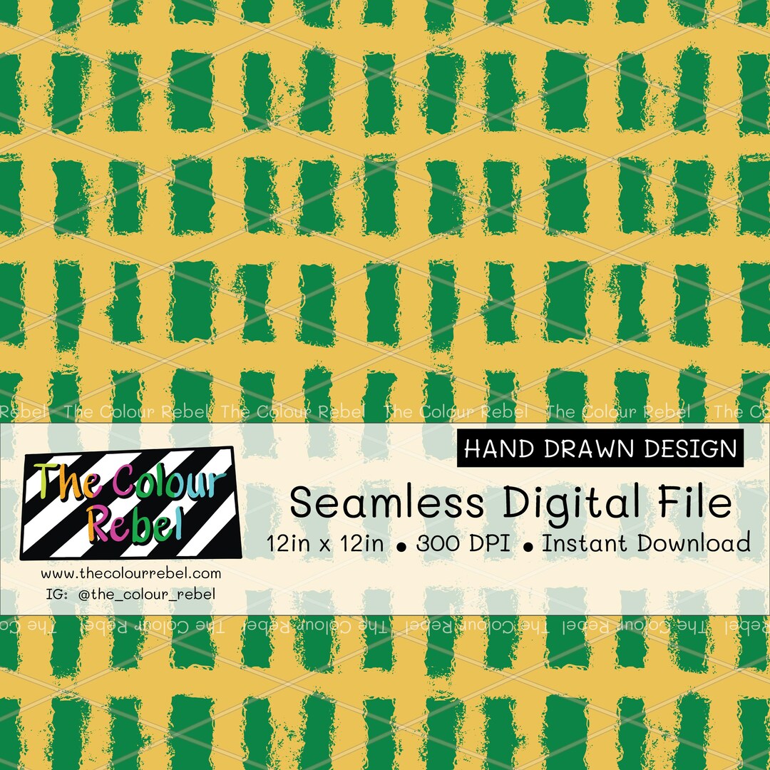 Check/plaid Yellow/green Seamless Pattern Hand Drawn PNG 12x12 Digital ...