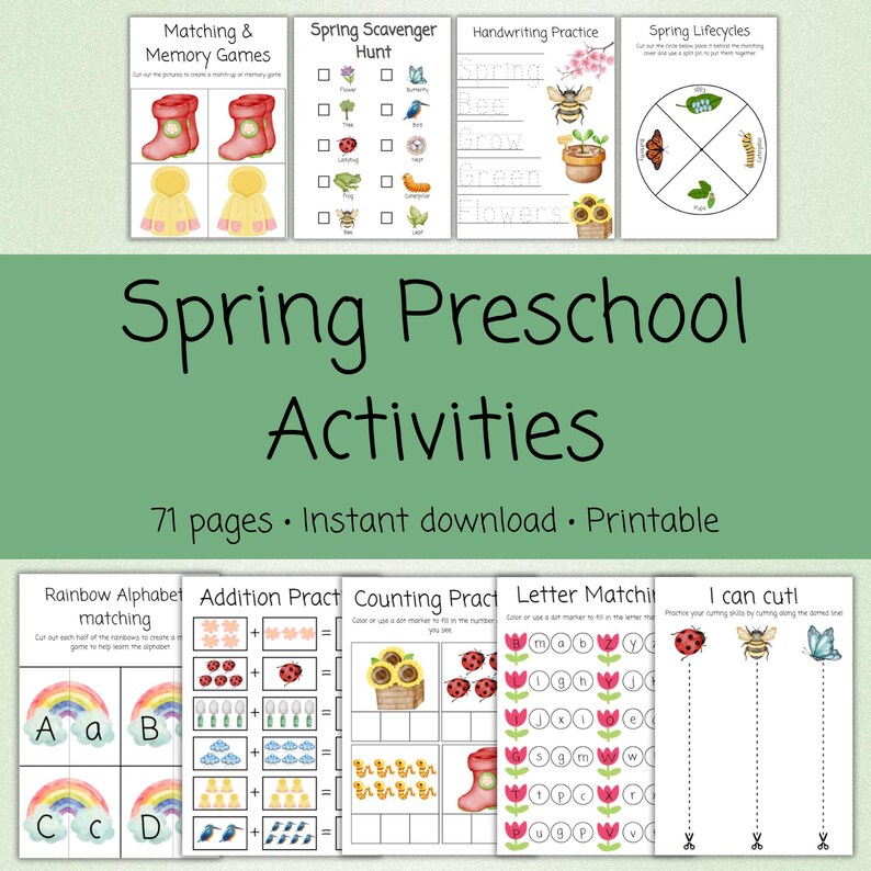 Spring Preschool Worksheets | Alphabet Tracing, Counting, Fine Motor ...