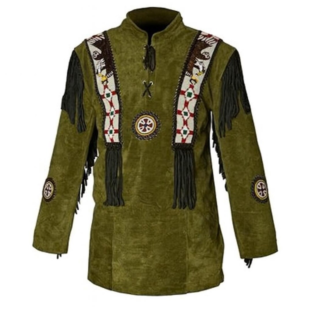 Men's Handmade Suede Fringe Jacket: Western Cowboy Leather Coat, Native ...