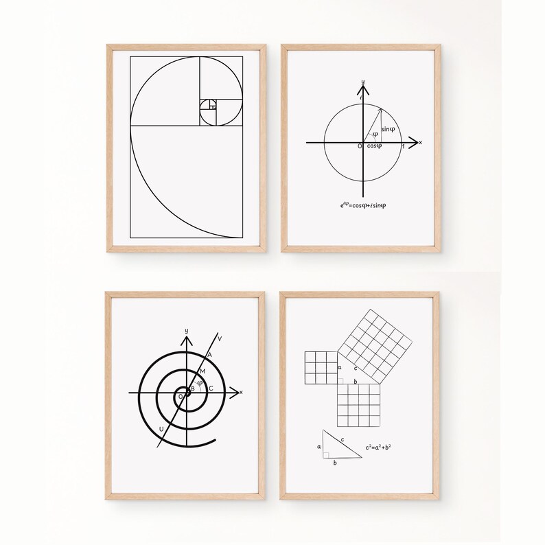 Golden Ratio Wall Art Printable, Pythagorean Poster, Euler Identity ...