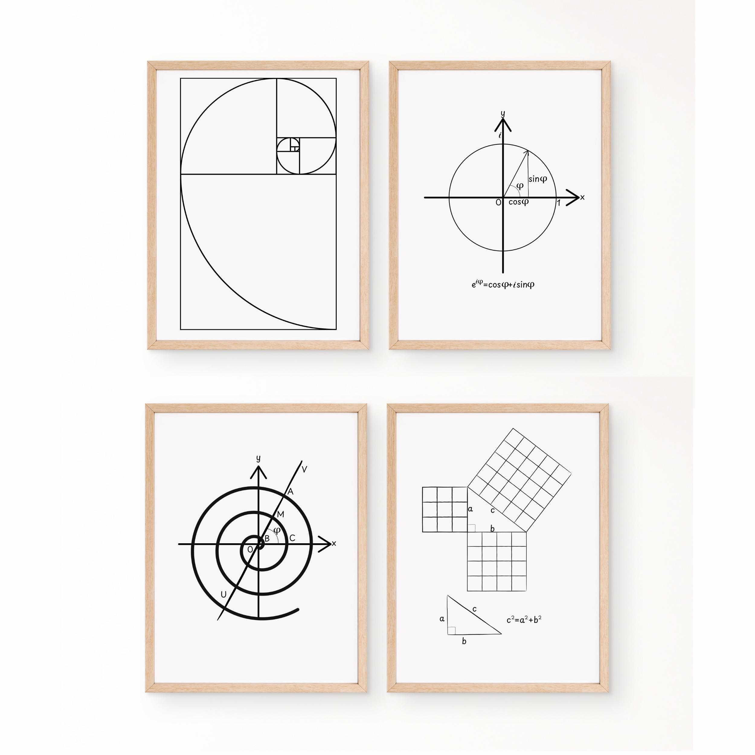Golden Ratio Wall Art Printable, Pythagorean Poster, Euler Identity ...