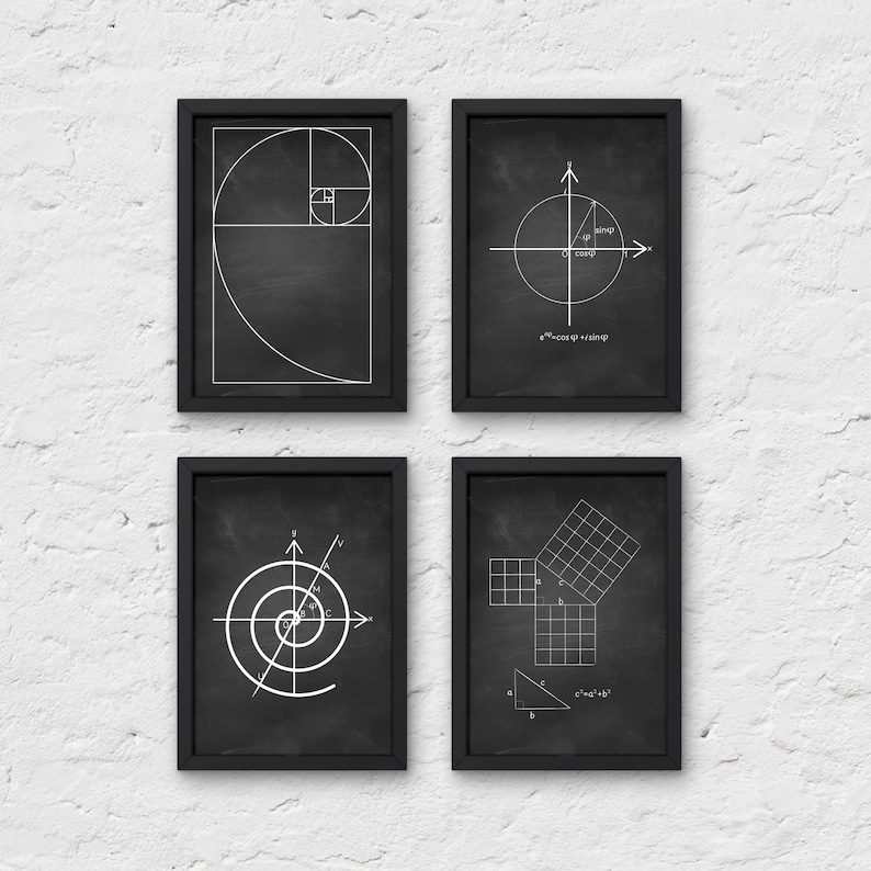 Golden Ratio Wall Art Printable, Pythagorean Poster, Euler Identity ...