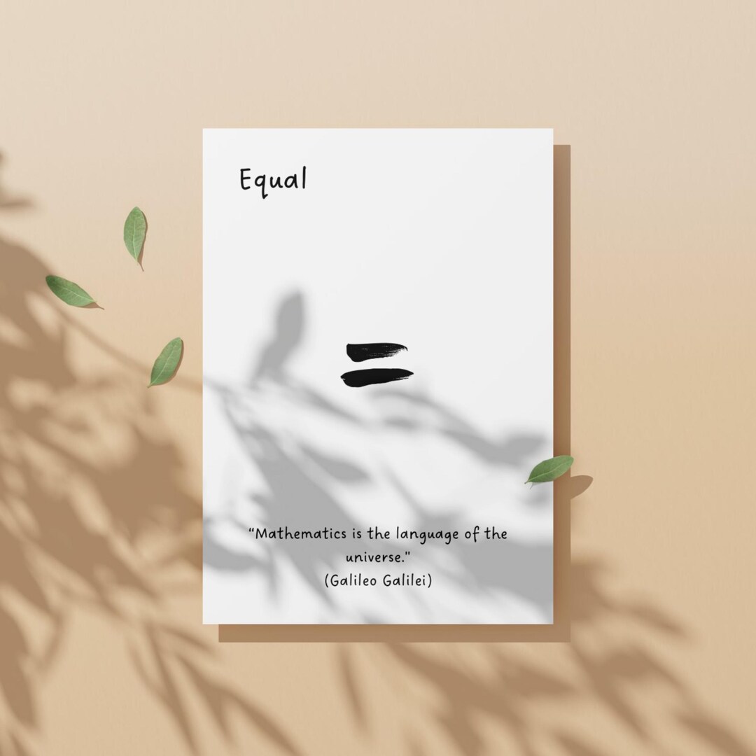 Minimalist Equal Symbol Wall Art, Modern Mathematics Poster, Geometric ...