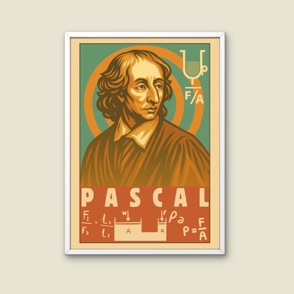 Blaise Pascal Portrait Print | French Philosopher Wall Art, Physics ...