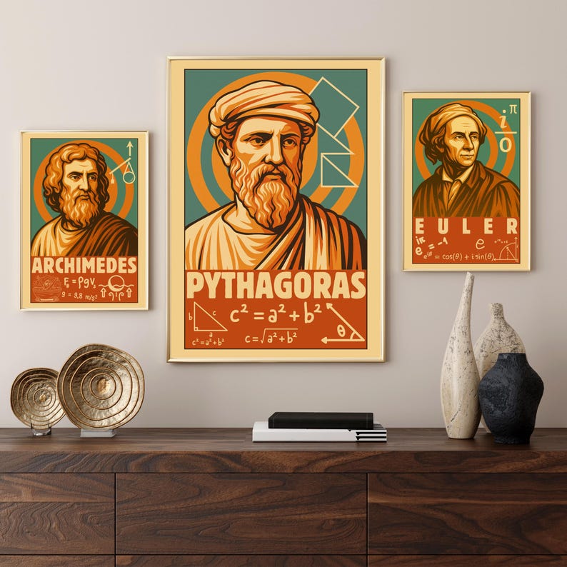 Set of 5 Famous Scientists Posters | Mathematician Wall Art Set ...