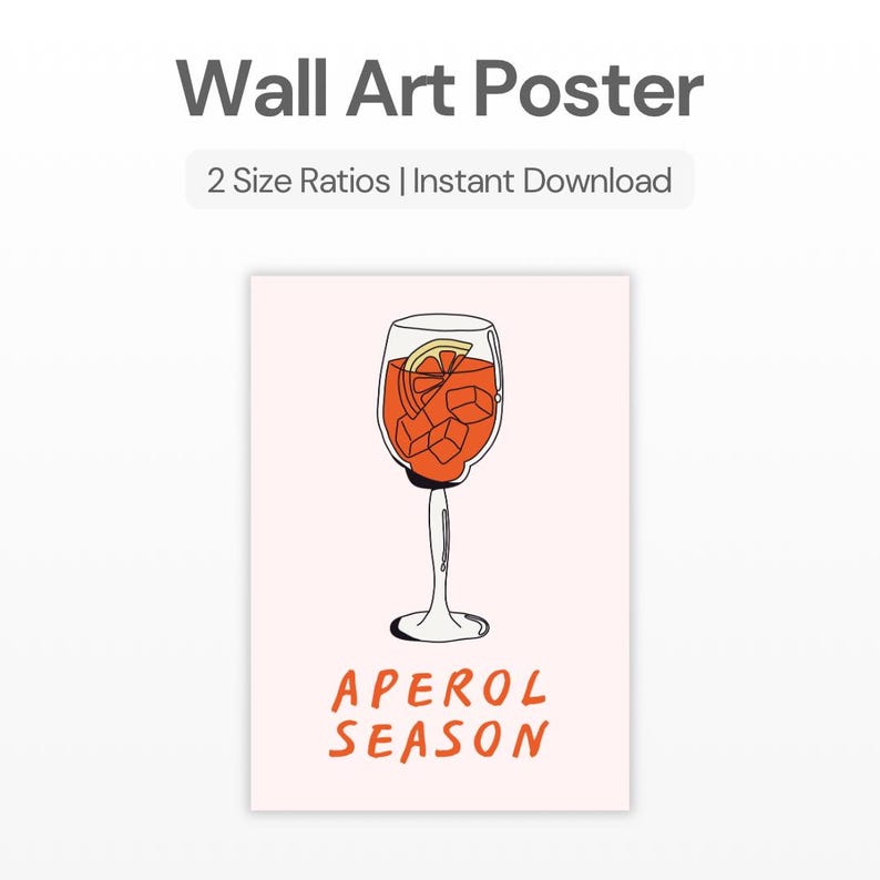 Aperol Spritz Wall Art Poster, Digital Art Print, Wall Collage Art ...
